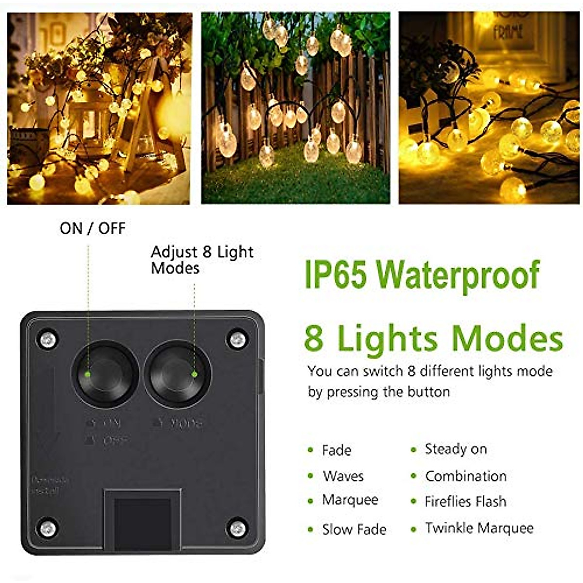 TuoPuLife Solar String Lights Outdoor, 2 Pack 21.3ft 30 LED Crystal Balls Waterproof Globe Solar Powered Fairy String Lights for Christmas Garden Yard Home Patio Wedding Party Holiday Decoration