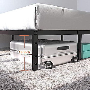 yookare 18 Inch Tall 3500lbs Heavy Duty Bed Frame Metal Platform/Maximum Storage/Mattress Foundation/Steel Slats Support/Noise Free/Box Spring Replacement,King