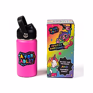 A FOR ADLEY Merch Official Product Adley's Super Cold and Colorful Neon Rainbow Water Bottles For Fun, School, Travel or Anytime You Would Want a Cold Drink (Neon Pink)