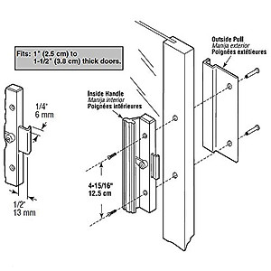 Baomain 1 Set Patio Door Handle C-1005 4-15/16" Hole Centers Surface Mounted, Clamp Style, Aluminum