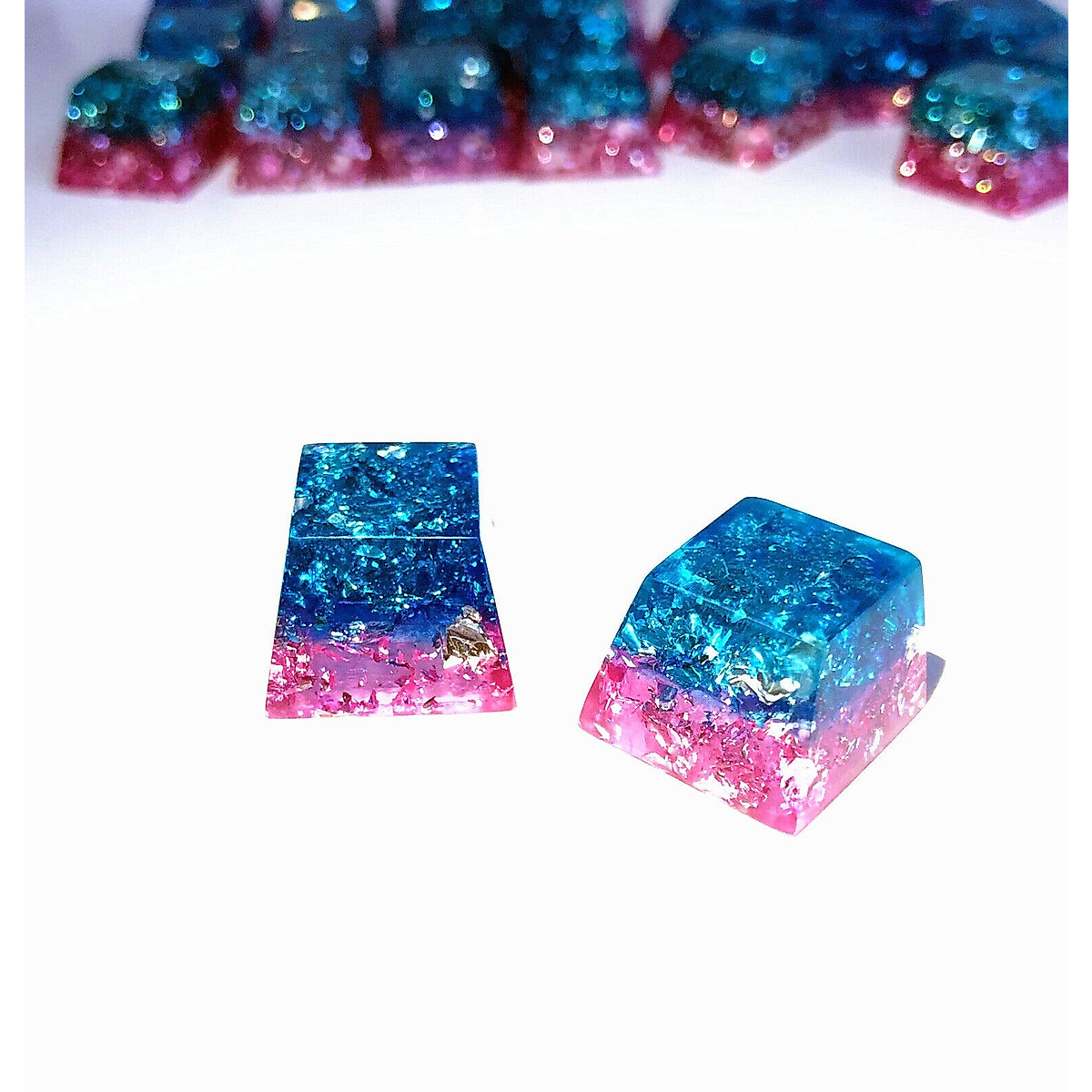 Handmade Resin R4 Keycap Jewelry Blue Pink 2.0 for Cherry MX RGB Gaming Mechanical Keyboard