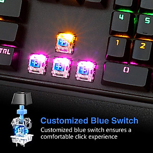 CHONCHOW Mechanical Gaming Keyboard, USB Wired RGB 108 Keys Gaming Keyboard Compact LED Rainbow Backlit Mechanical Gaming Keyboard for PS4 Xbox PC Gamer