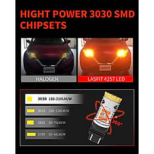 LASFIT 4257 LED Bulbs 4257NA Turn Signal Light for 2022 Maverick Lariat for 2019 2020 2021 2022 F Series Super Bright Daytime Running Light DRL Parking Light Upgrade Blinker Amber Yellow (2 pcs)