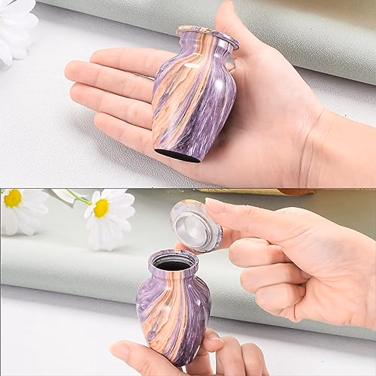 Dletay Mini Urn for Human Ashes 2.9 Inch Small Keepsake Urns Aluminum Mini Cremation Urn Memorial Small Urns for Human Ashes Miniature Funeral Urns