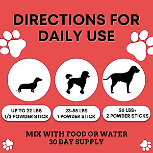 Ballo Pets Hip & Joint for Dogs - Joint Supplement for Dogs - Pain and Inflammation Relief with Glucosamine, Chondroitin, MSM, Turmeric, Vitamin C - 30 Powder Sticks to go, Red