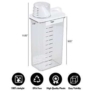 Gainhope 3 Packs Clear Rice Airtight Containers with Measuring Cup and Pourable Spout 2.3L, Kitchen Flour Cereal Dry Food Storage Bin, Plastic All Purpose Dispenser