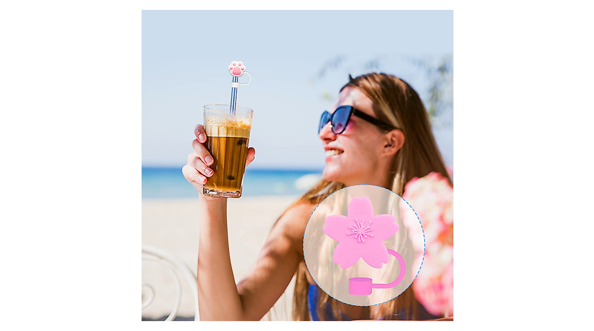 Cute Reusable Silicone Straw Covers 12 Pack for 6-8mm Straws