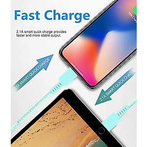 sharllen iPhone Charger Cables iPhone Cords 5 Pack 3/3/6/6/10FT Nylon Braided iPhone Lightning Cable Fast USB Charging Cable Long Cord Compatible iPhone11/Xs/Max/XR/X/8/8P/7/6/5/iPad/iPod Green