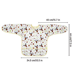 Accmor 3 Pack Long Sleeve Baby Bibs, Waterproof Sleeved Bib, Toddler Soft Bib for 6-24 Months