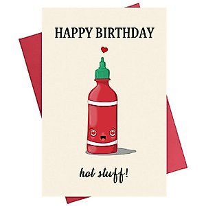 Happy Birthday Hot Stuff Birthday Card | Funny Birthday Card for Boyfriend Husband | Bday Greeting Card for Him Her