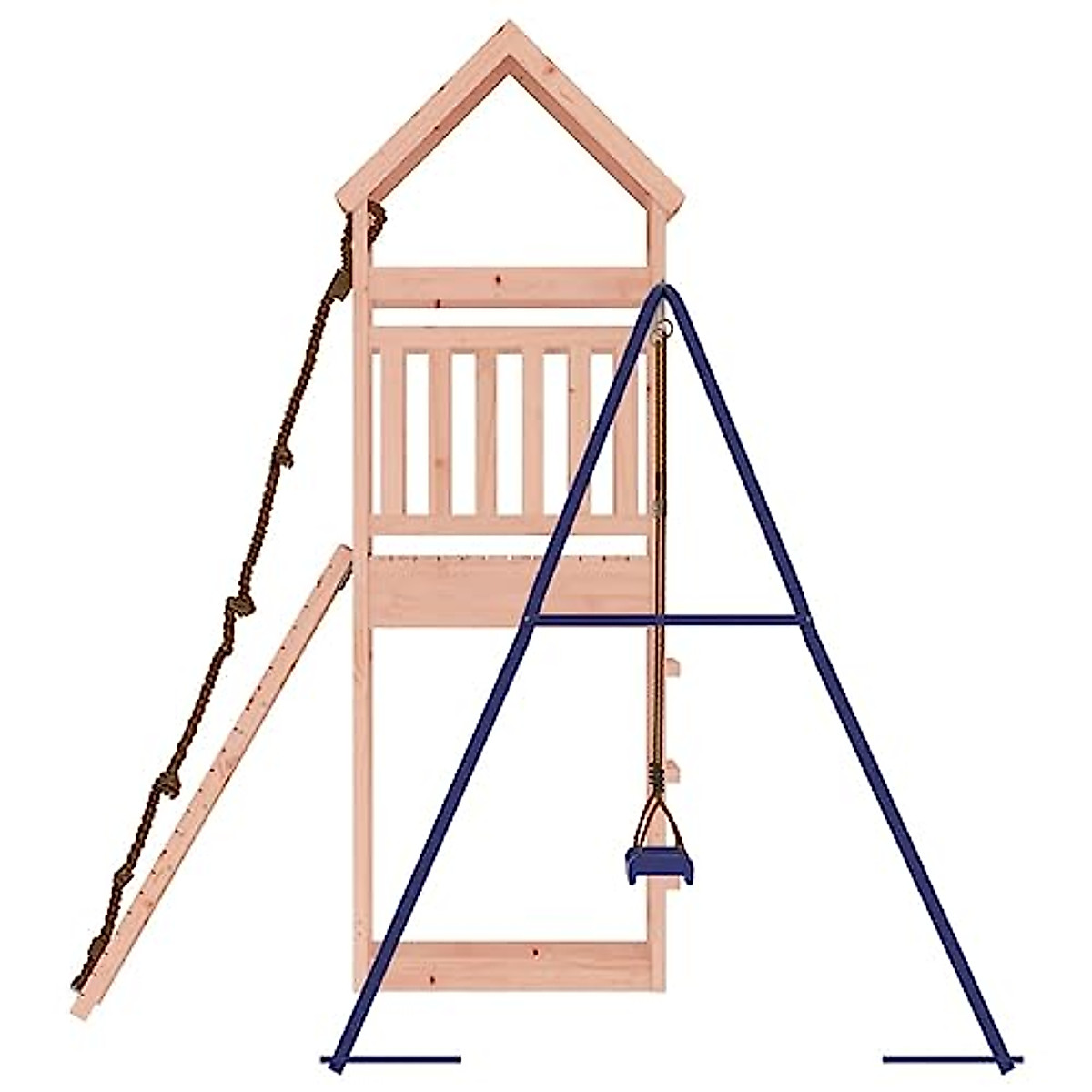 GOLINPEILO Outdoor Playset Solid Wood Douglas, Garden Play Set 1 Play Tower,1 Climbing Wall,1 Single Swing Set, Modern Outdoor Backyard Children's Climbing Wood Playground Playset,-4565