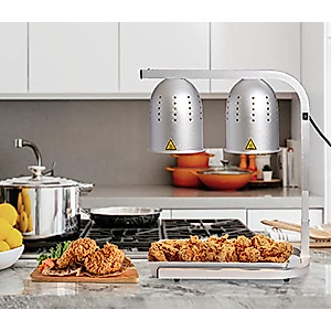 SYBO DL2112 Commercial Grade Food Heat Lamp Portable Electric Food Warmer 2-Bulb with Free-Standing, 500W, Silver (Silver)