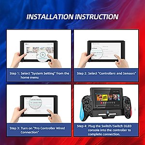 EcRonadX Switch Controllers, Compatible with Nintendo Switch/OLED, One-Piece Switch Pro Controller Replacement for Joypad, Switch Handheld Grip Suitable for Big Handheld Players