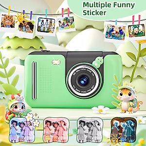 Kids Camera, Christmas Birthday Gifts for Boys and Girls Age 3-8,Video Cameras for Kids 8-12,Childrens Digital Camera for vlogging Portable Kids Selfie Camera with 32GB SD Card Green