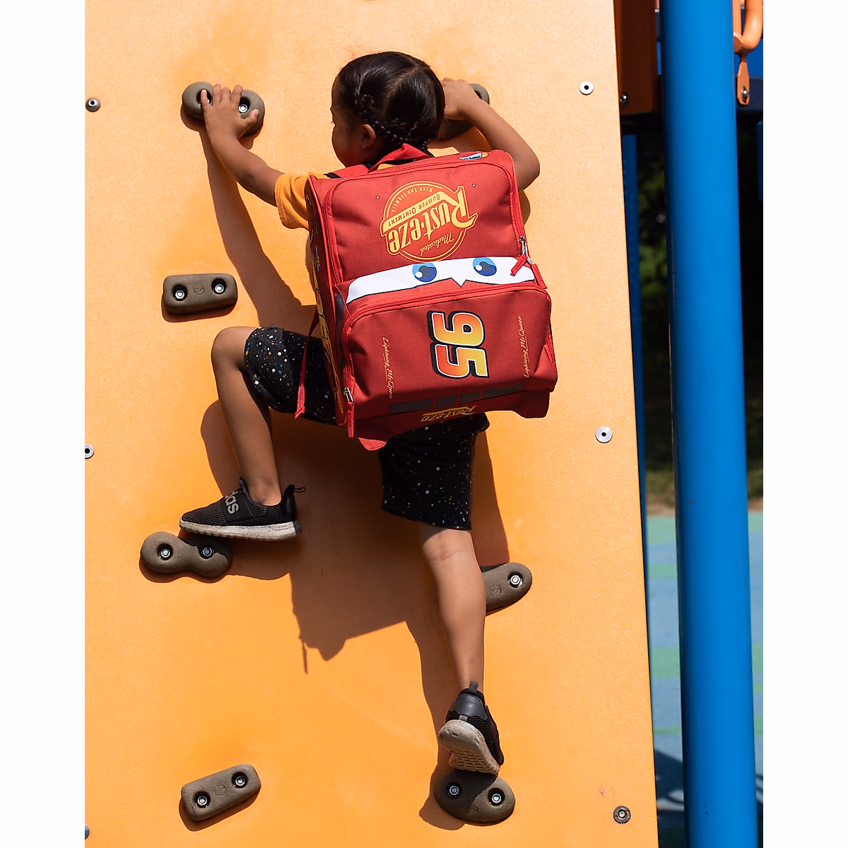 Disney Pixar Cars 14” Lightning McQueen Shaped Backpack for Boys & Girls, Kids School Bag, Red