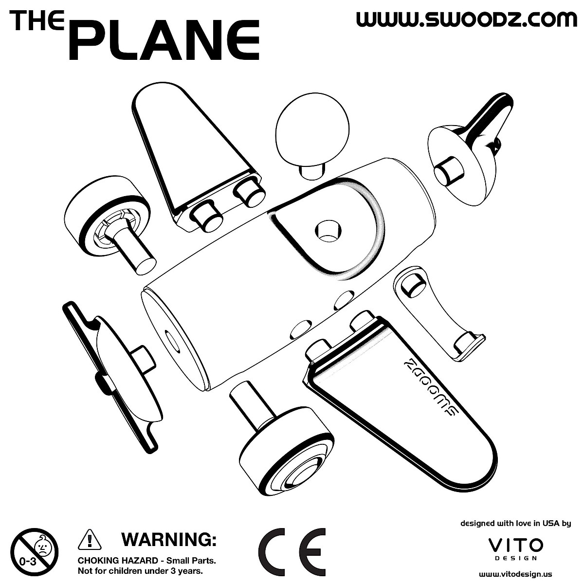 SWOODZ Wooden Toy Vehicles, Take Apart Plane, Assembly Wooden Toys, Wooden Plane, STEM Learning Gifts for 3 4 5 6 Year Olds, Kids, Toddlers, Boys, Girls, Children