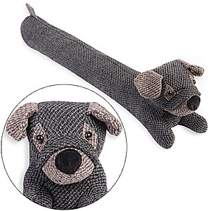 CERAYOU Dog Fabric Under Door Draft Stopper, 3LB Heavy Duty Decorative Soundproof Door Draft Blocker, 34 Inch Animal Energy Saving Draft Guard, Dark Grey