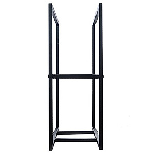 MyGift Black Powder Coated Metal Firewood Rack Indoor Fireplace Log Storage, 30 Inch Outdoor Wood Rack
