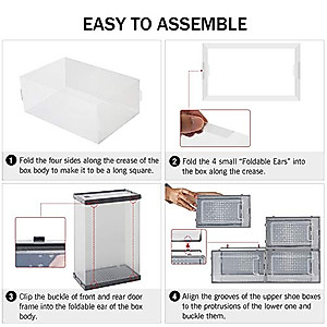 eWonLife Shoe Storage Box 12 Pack, Plastic Clear Stackable Shoe Organizer with Lids, Stacking Shoe Container For Women and Men, Bedrooms, Bathrooms, Closet (Need Assembly)