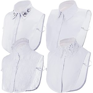SATINIOR Women Fake Detachable Dickey Collar Diamond Pearl Lace Fake Half Shirt Collar (White)