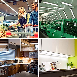 Airand LED Shop Lights for Garage with Plug, Waterproof Linkable LED Tube Light 5000K Under Cabinet Lighting,3600 LM LED Ceiling and Closet Light 36W, Corded Electric with ON/Off Switch