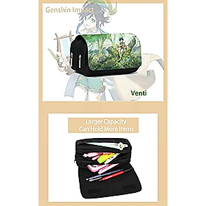 Pencil Case Genshin Impact Big Capacity Pencil Pouch，kawaii Large Storage High Capacity Bag for with Zipper Office College School Durable Pen Carrying Case （Venti）