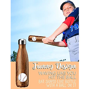 Onebttl Baseball Gifts for Boys and Girls, 17oz Stainless Steel Water Bottle, Wooden - Baseball is My Favourite Season