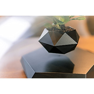 HCNT Levitating Plant Pot, Magnetic Levitation Flower Pot Rotating Planters Suspension Floating Plant Succulents Potted for Home Living Room Office Desk Decoration (Black)