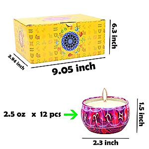 EUPNHY 12 Pack Zodiac Constellations Scented Candles Gift Set 2.5oz Strong Fragrance Aromatherapy Candle Set Decorative Candles for Home Scented Bath and Body Works Candle Relaxation Gifts for Women.