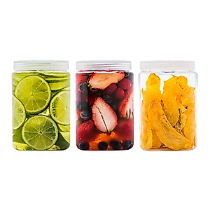 Silicook Clear Plastic Jar, Set of 3 - Square Shaped, Transparent, Food Storage Container, Kitchen & Household Organization for Dry goods, Spices, Vegetables, Ingredients and More (M)