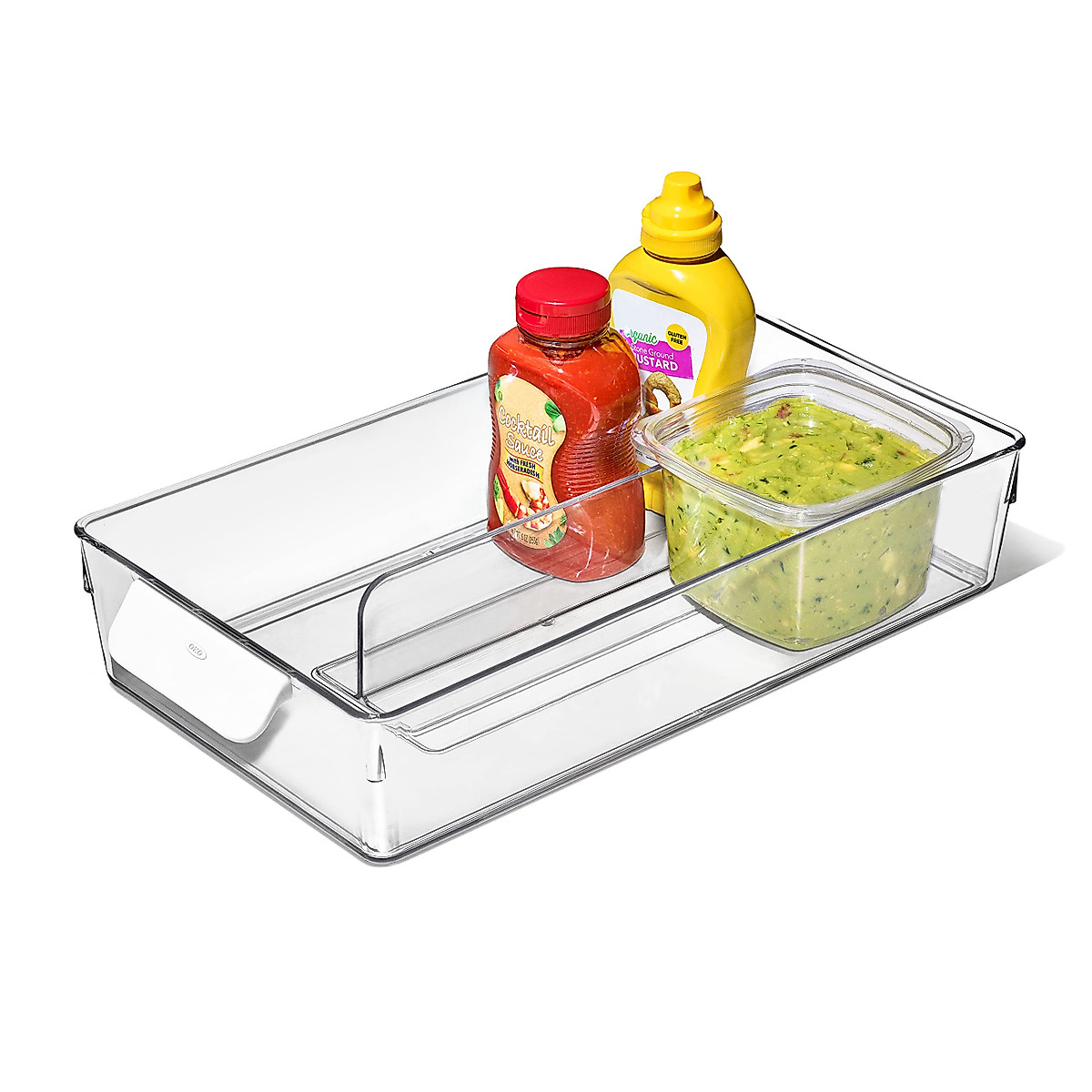 OXO Good Grips Adjustable Fridge Storage Bin - for Condiments, Juice Pouches, Snack Cups and More