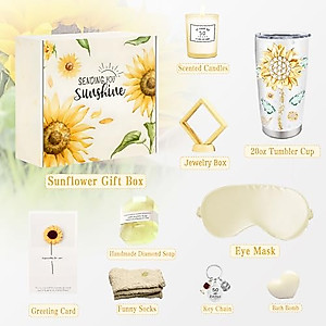 Fitvc 50th Birthday Gifts for Women, Happy 1974 Birthday Gifts Set for Woman Mom Wife Best Friends, Funny 50 Year Old Gift Basket Box Unique, Sending Sunshine 20oz Wine Tumbler Bday Gift for Female