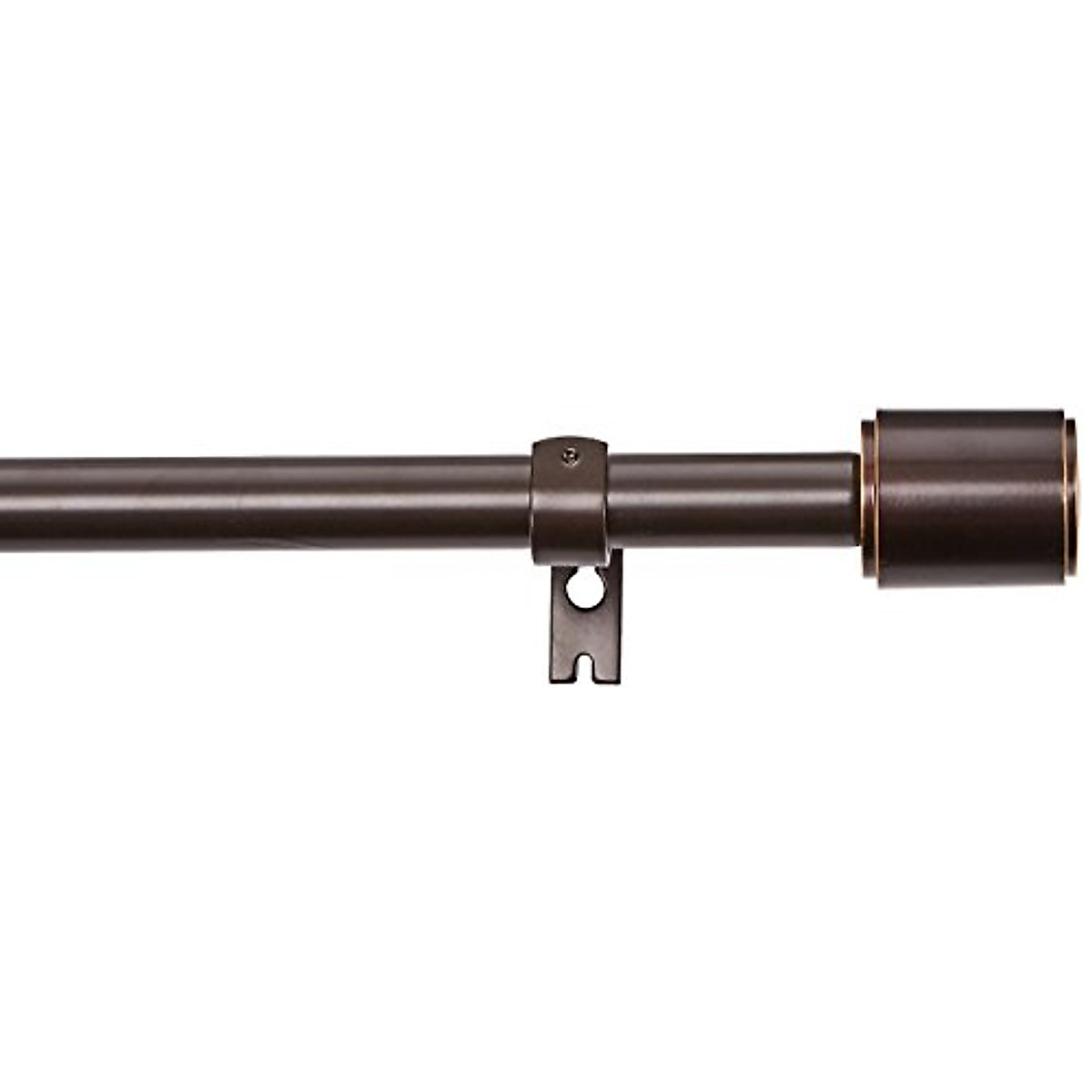 Amazon Basics 1" Curtain Rod with Cap Finials, 72" to 144" and Amazon Basics 1" Curtain Clip Ring, Set of 7, Espresso (Dark Bronze)