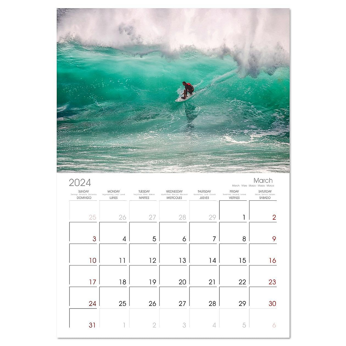 Surfen - from Inside the Barrel (Monthly Wall Calendar 2024 11.7" x 16.5" (open)), CALVENDO 14 Month Calendar