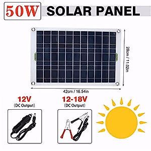 Solar Water Pump Kit, 50W 12V Solar Powered Water Fountain Pump with Low Noise, Solar Pond Pump for Bird Bath Fish Tank Outdoor Pond Garden Yard Water Feature