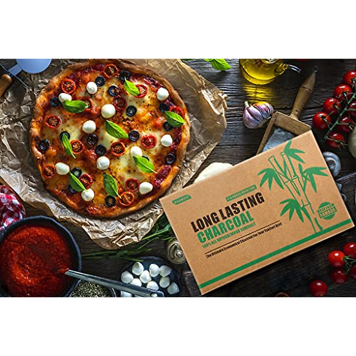 BGGWOLF Charcoal 100% Natural Blocky Charcoal Made from Bamboo, Green Healthy Burning Non-Toxic, Suitable for Family Dinner Party Outdoor Play for Barbecue，5lb