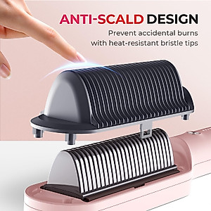 TYMO Ring Pink Hair Straightener Brush – Hair Straightening Iron with Built-in Comb, 20s Fast Heating & 5 Temp Settings & Anti-Scald, Perfect for Professional Salon at Home