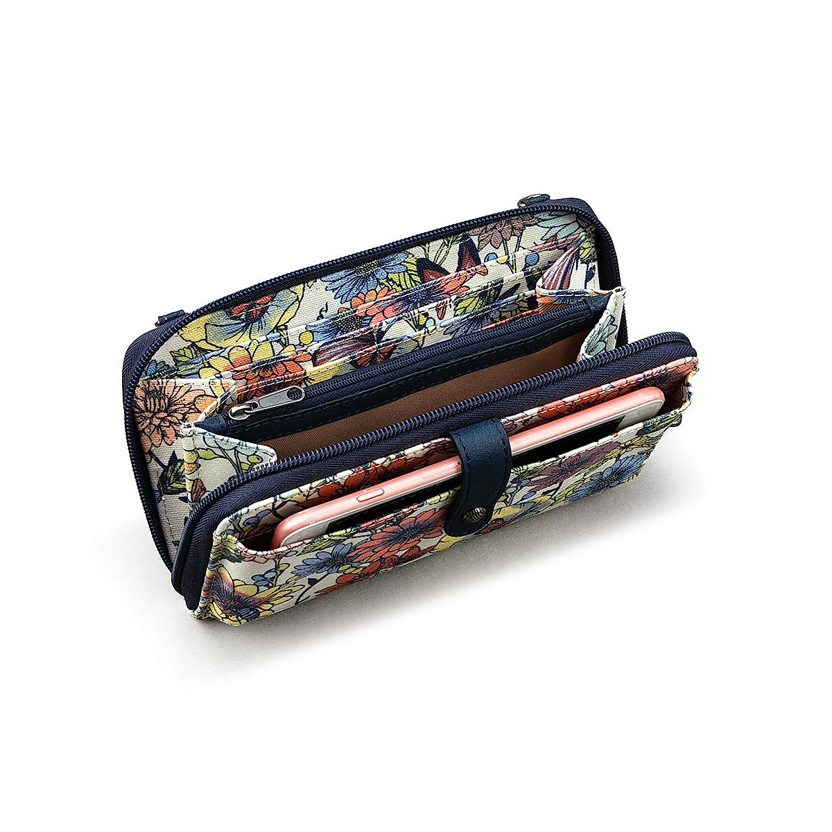 Large Smartphone Crossbody Bag in Coated Canvas, Convertible Purse with Detachable Wristlet Strap, Includes Phone & Wallet Pockets