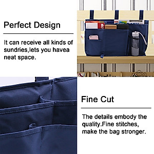 Bunk Bedside Caddy - Hanging Storage Organizer for Books, Phones, Tablets, Accessory and TV Remote - Best for Headboards, Bed Rails, Dorm Rooms, Bunk Beds, Apartments, Bathrooms & Travel (Blue)