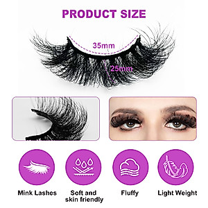 Zoe eyelashes (Dense) Mink Lashes Soft and skin friendly 25MM Long Dramatic，Wispy Clear Band Extension Volume Fluffy Fake Eyelashes 7 pairs
