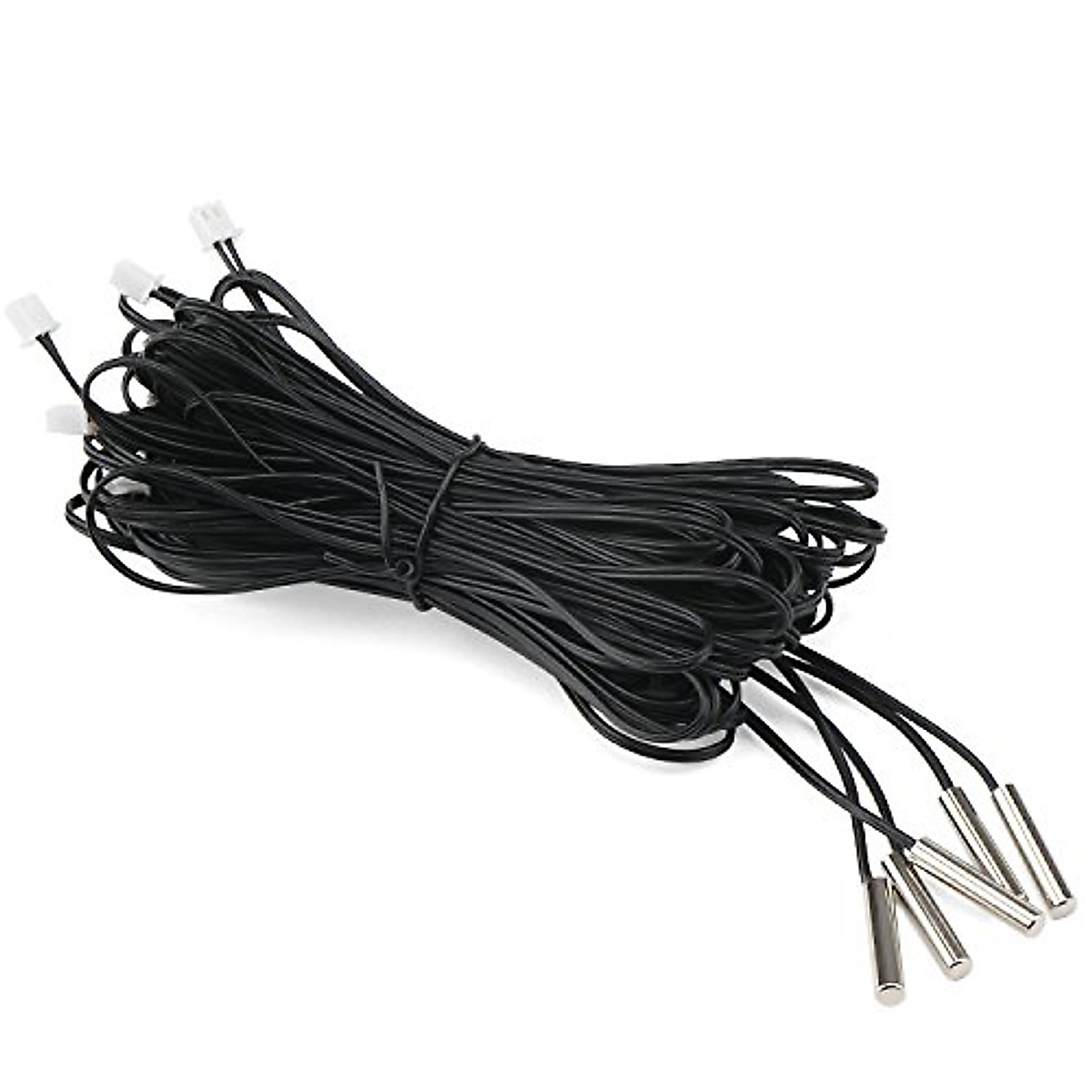 10K Temperature Sensor Probe, DROK 5pcs 1 Meter Waterproof Temp Sensor Probe, Stainless Steel 3950 NTC Temp Sensor Probe, Digital Temperature Transmitter Extension Cable