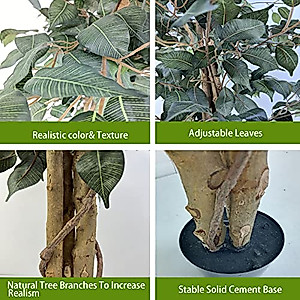 VIGGDA Artificial Ficus Trees 4ft（2pack） with Silk Leaves and Natural Trunk, Faux Ficus Tree with Sturdy Plastic Nursery Pot, Fake Ficus Tree for Office Home Farmhouse for Indoor Outdoor Decor