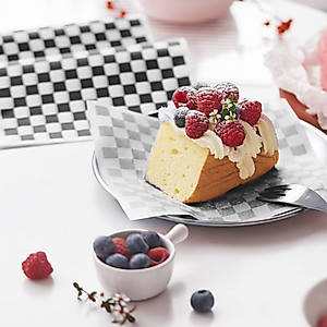 GeeRic Waxed Deli Paper Sheets 12 * 12 Inch, 100 Pcs Food Basket Liners for Sandwiches, Burgers, Checkered Deli Wrap Wax Paper Sheets Black