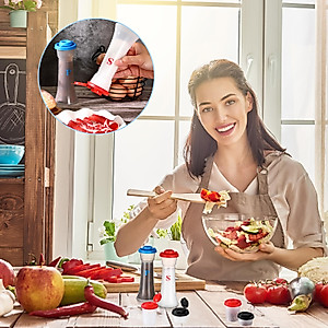 Baderke 6 Pcs Salt and Pepper Shaker Set Hourglass Plastic Salt and Pepper Shakers with Lids Airtight Spice Jar Dispenser for Restaurant Kitchen Camping Outdoor, 3 Sizes