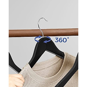 FLASHPRIX Set of 24 Black Hangers, Black Wooden Hangers, Trouser Bar and Notches for Shoulders, 360° Rotating Hook, Hangers for Jackets, Suits, Coats, Sweatshirts