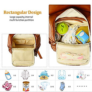 KZNI Leather Diaper Bag Backpack, Nappy Bag Baby Bags for Mom Unisex Maternity Diaper Bag with Stroller Hanger|Thermal Pockets|Adjustable Shoulder Straps|Water Proof| LargeCapacity (Brown)