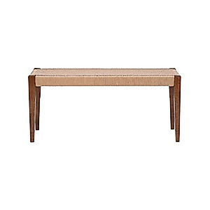 Powell Furniture Linon Patty Wood and Rope Dining Bench in Brown