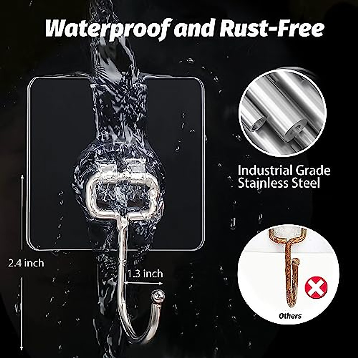 DKHDBD Large Adhesive Hooks, 16-Pack Hold 44lb(Max) Heavy Duty Sticky Hooks, Waterproof Transparent Hooks for Hanging, Self-Adhesive Traceless Clear Wall Hooks to Use for Keys Robe & Towel