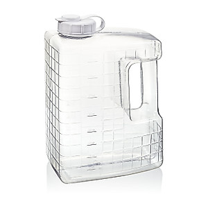 Arrow Home Products 1 Gallon Jug for Cold Drinks - Clear View Plastic Refrigerator Bottle w/ Cap, Easy-Pour Spout & Graduated Markings - Made in USA, BPA Free - Ideal for Water, Iced Tea, Juice, Milk