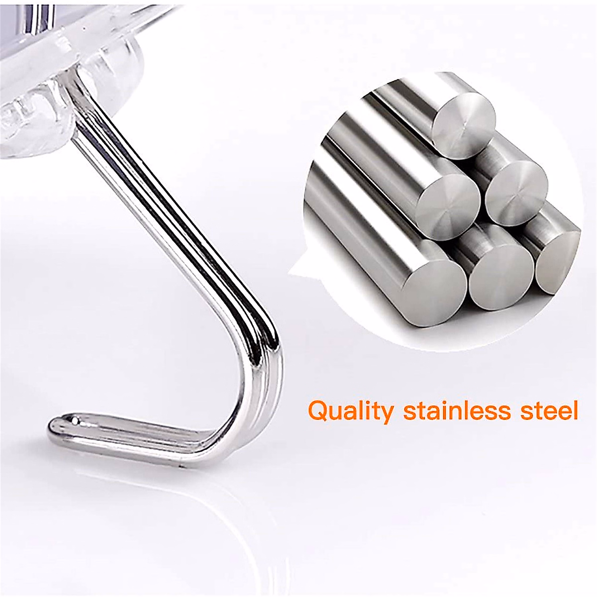 KK5 Wall Hooks 13.2lb(Max) Utility Stainless Steel Hook for Towel Bathrobe Coats Bathroom Kitchen Transparent Heavy Duty Hooks for Hanging & Ceiling Hanger